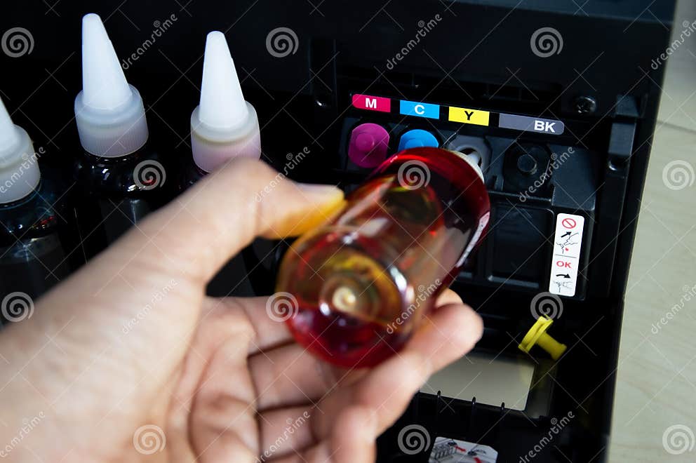Image of Refilling Ink, Printer, Refillable Printer Stock Photo - Image ...