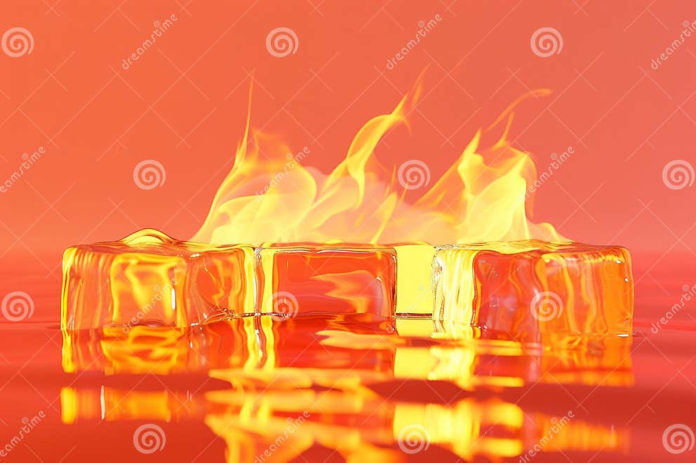 The Image is a Reflection of a Fire in a Body of Water with Generative ...