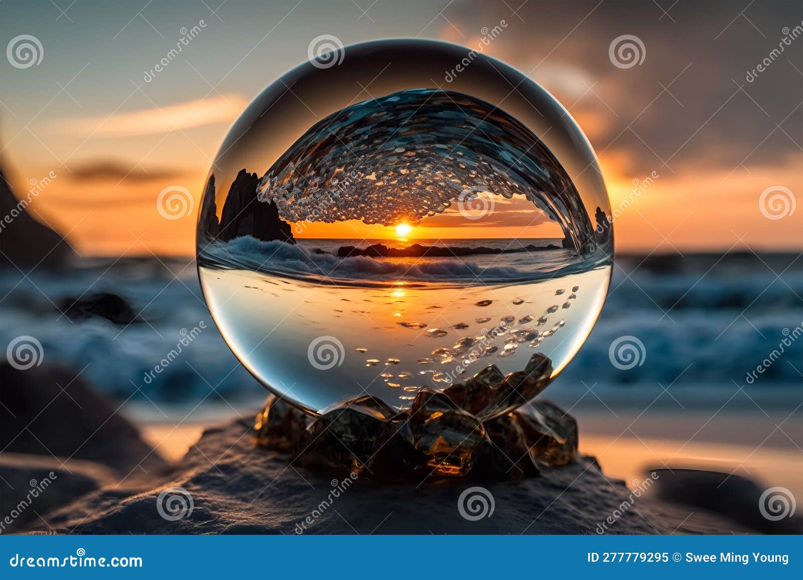 Image of the Reflective Glass Crystal Ball of the Scene by Which the ...