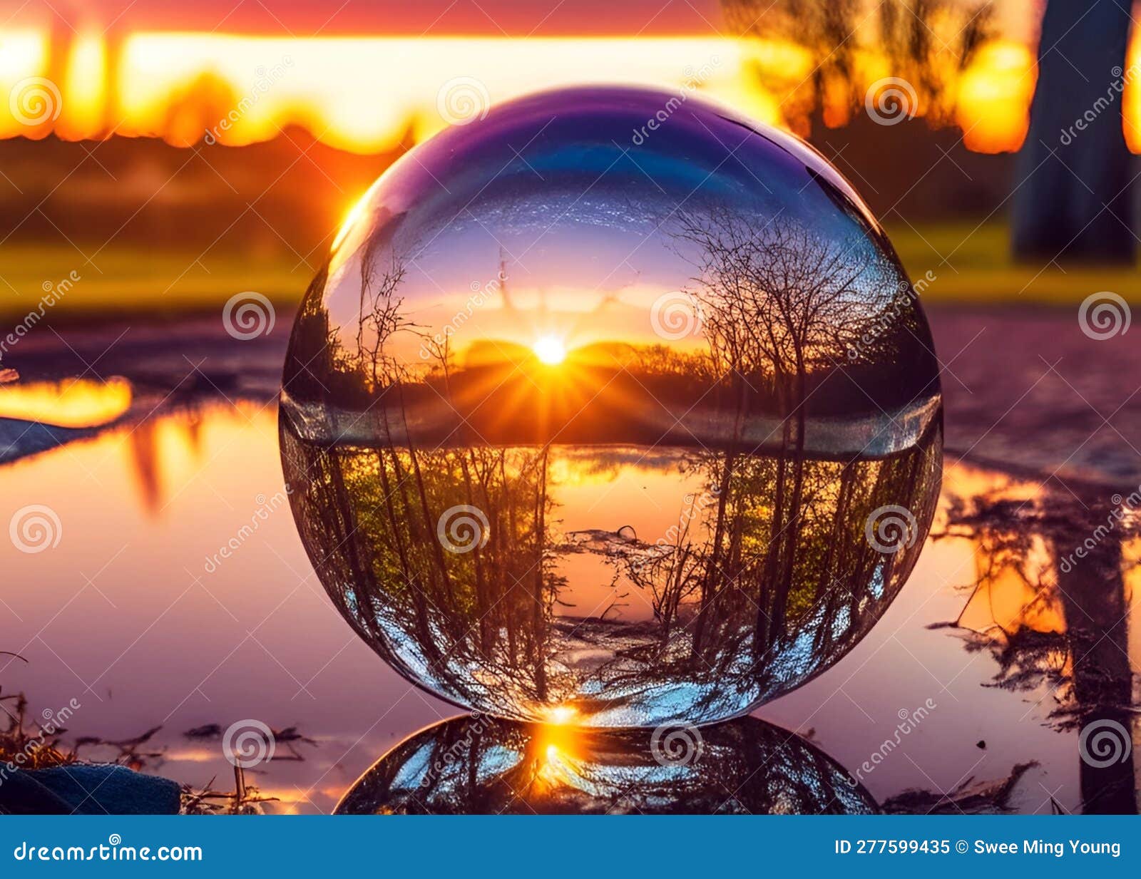 Image of the Reflective Glass Crystal Ball of the Scene by Which the ...
