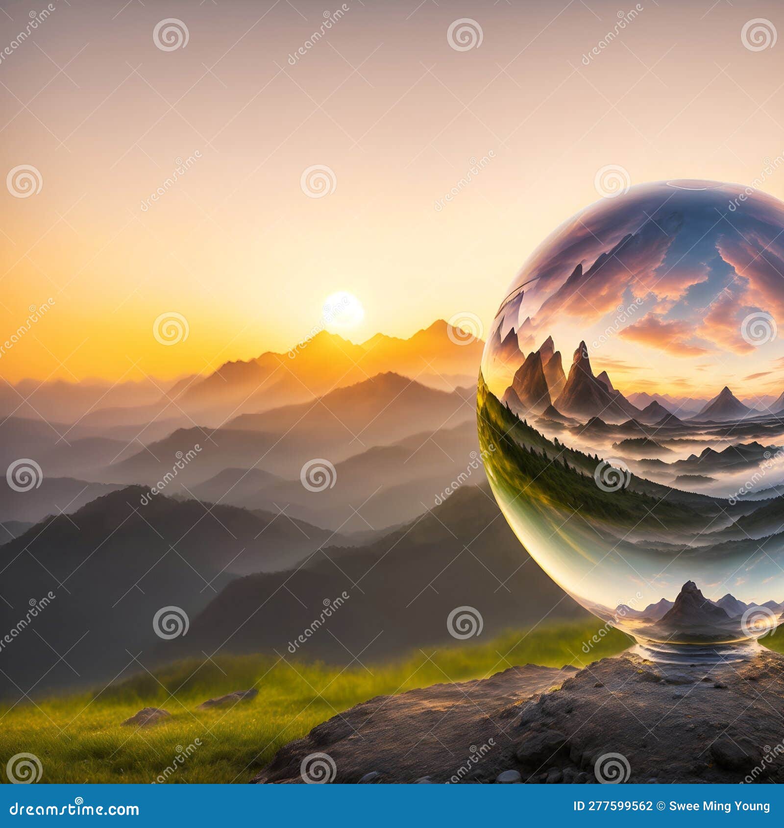 Image of the Reflective Glass Crystal Ball of the Scene by Which the ...