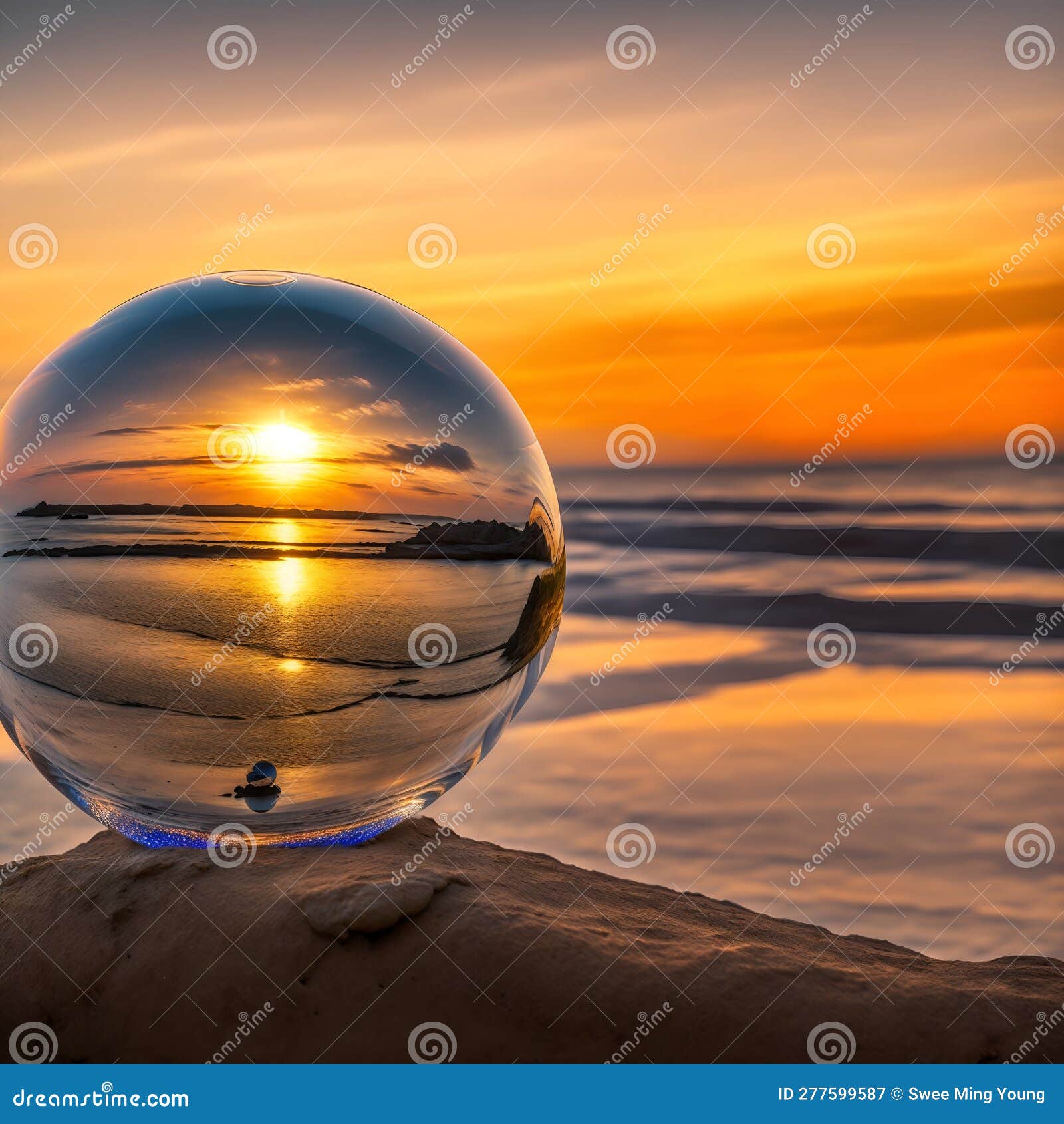 Image of the Reflective Glass Crystal Ball of the Scene by Which the ...