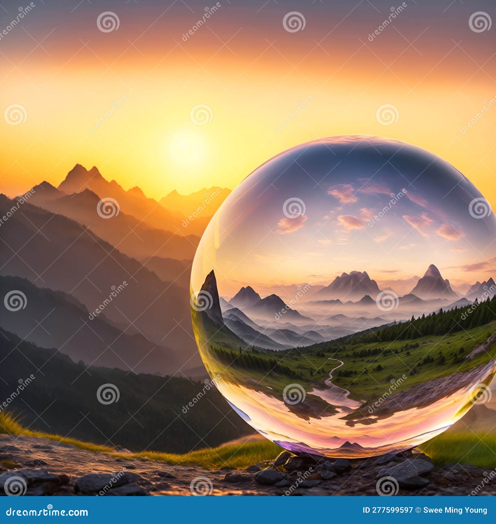 Image of the Reflective Glass Crystal Ball of the Scene by Which the ...