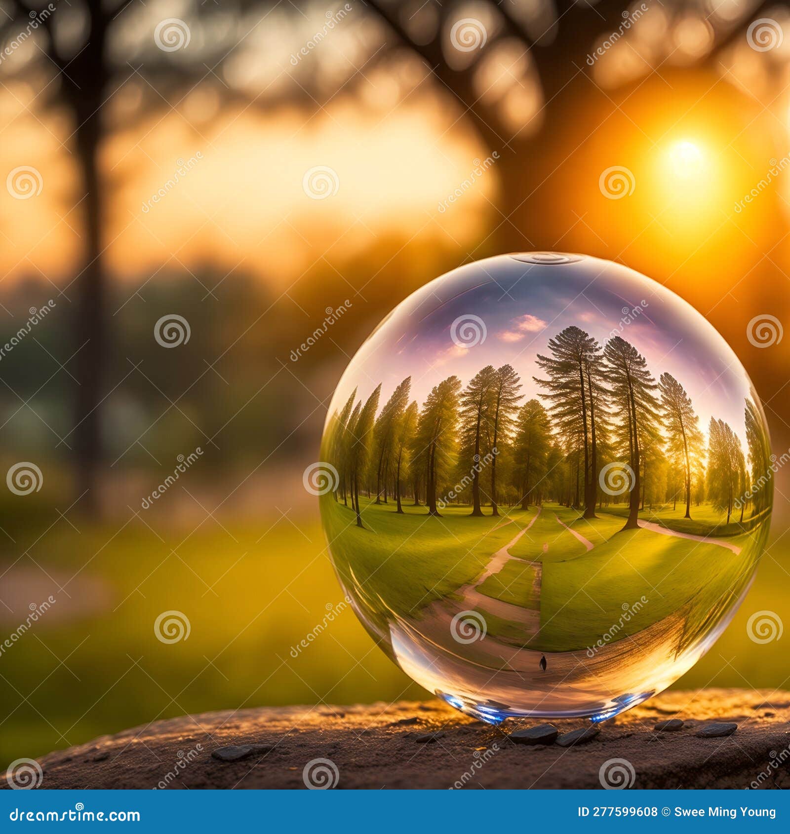 Image of the Reflective Glass Crystal Ball of the Scene by Which the ...