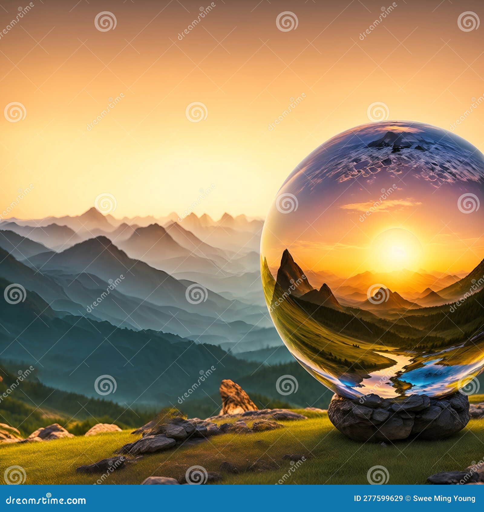 Image of the Reflective Glass Crystal Ball of the Scene by Which the ...