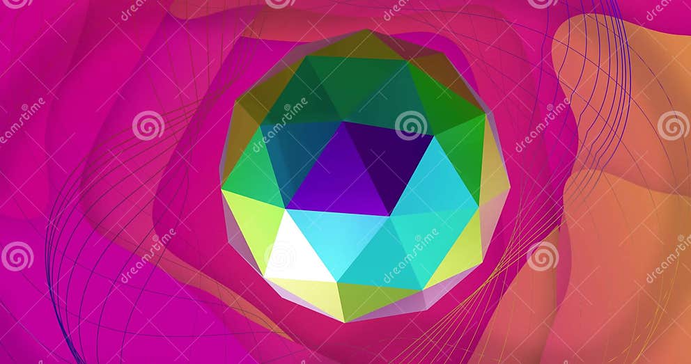 Image of Reflective Metallic 3d Multi Faceted Ball Rotating Over ...