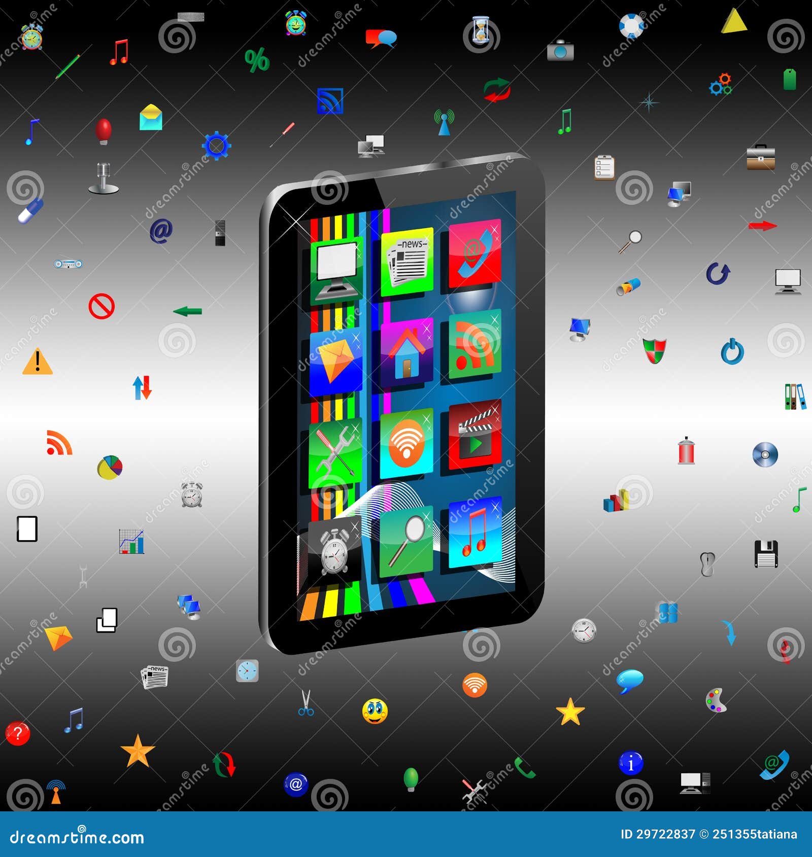 Tablet and Icons stock illustration. Illustration of frame - 29722837