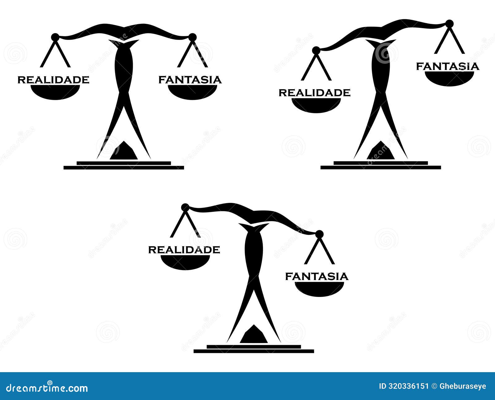 Scales with Words, Reality and Fantasy, Black and White, Portuguese ...
