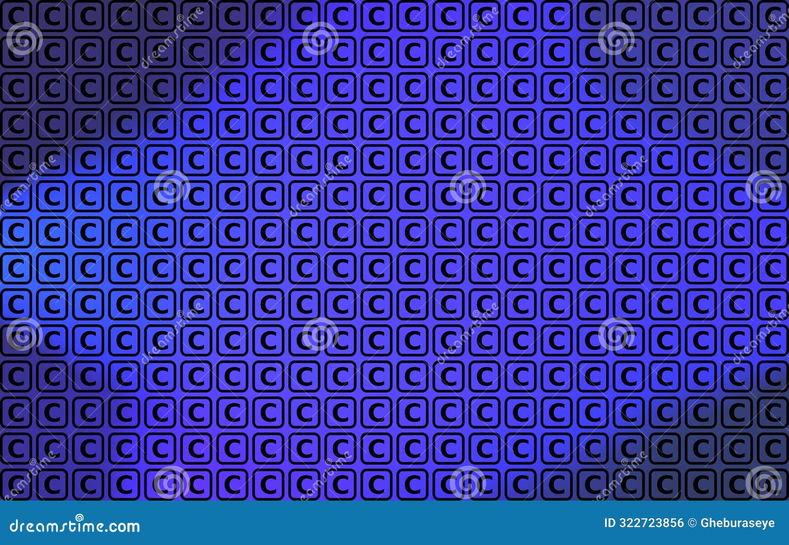 Texture with Letter C in Square, Flashy Background, Fantasy Blue Lights ...