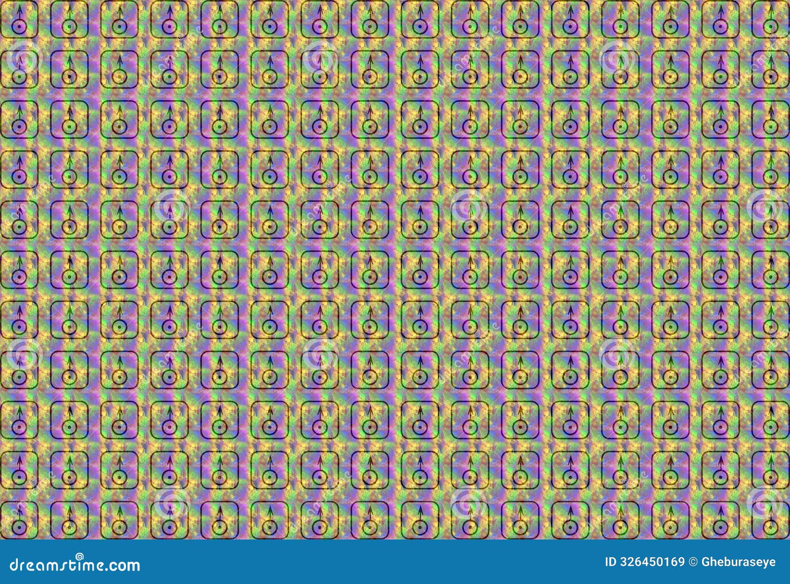 Texture with Symbol of Planet Uranus in Square, Fanciful Background ...