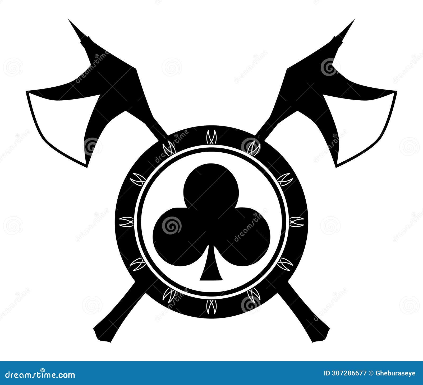 Clubs with Intertwined Axes, Playing Cards, Card Seeds, Isolated. Stock ...