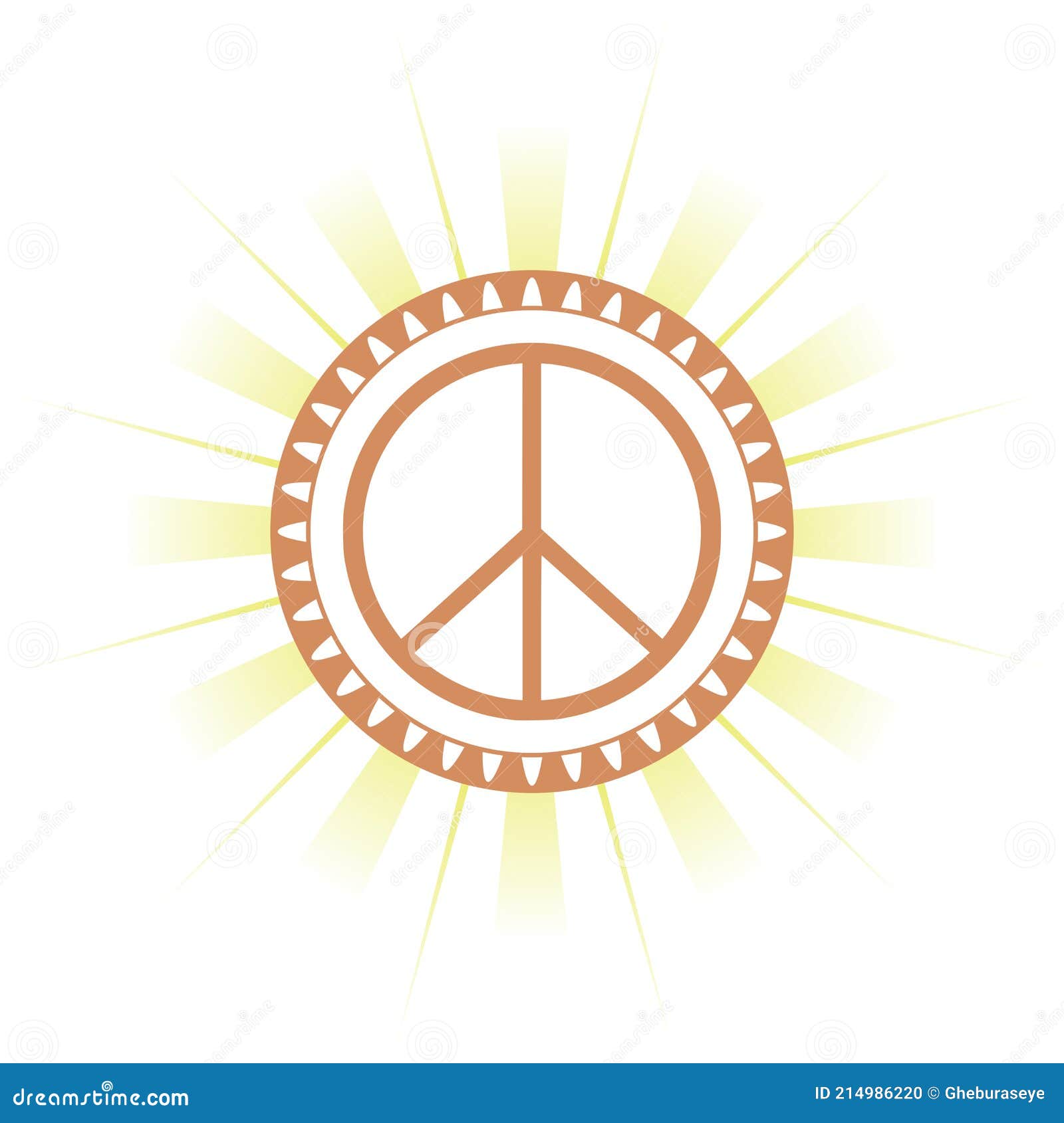 Peace Symbol with Rays of Light, Colors, Isolated. Stock Illustration ...