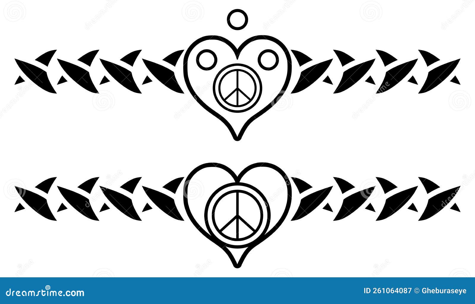 Heart with Peace Symbol, Tattoo, Isolated. Stock Illustration ...