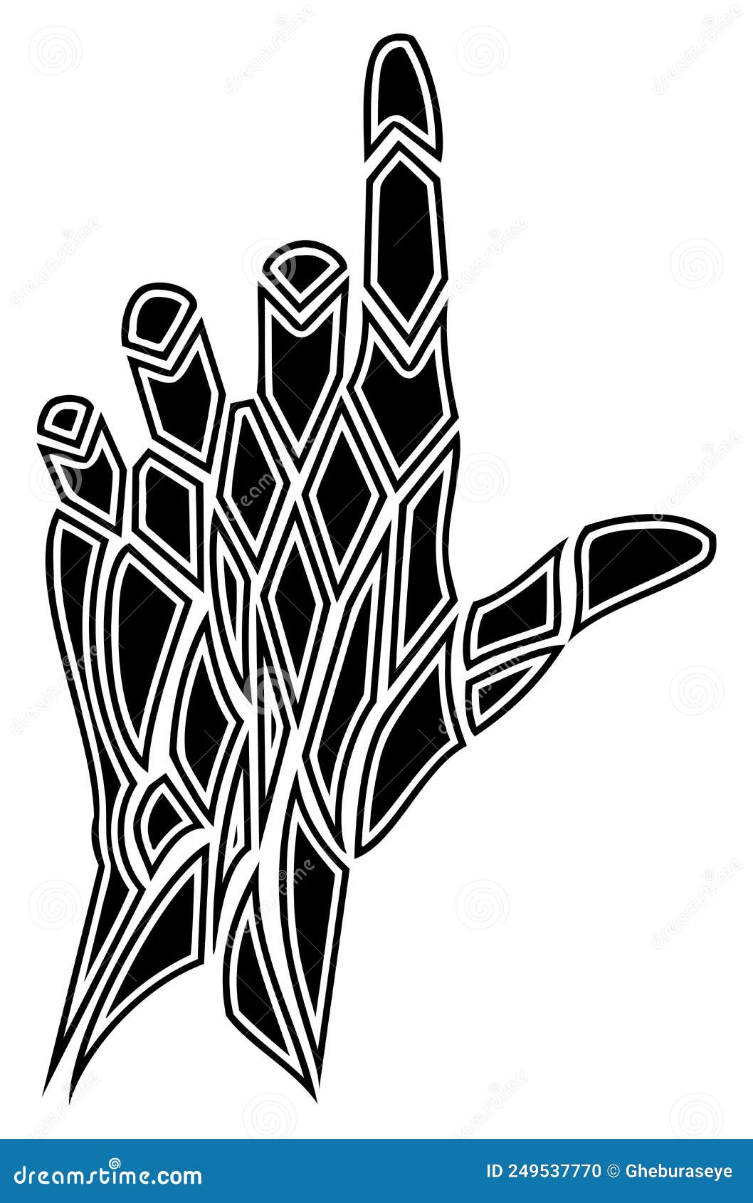 Hand Pointing Tattoo, Black and White, Isolated. Stock Vector ...