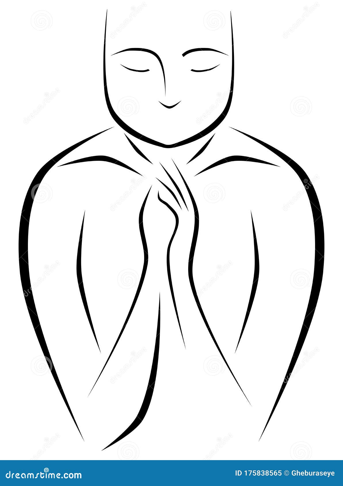 Stylized Man Praying, Prayer, Black and White, Isolated. Stock ...