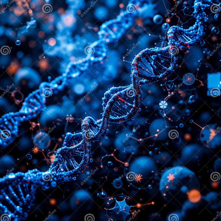 Molecules, Cells, DNA, Connected with Intelligence Stock Illustration ...