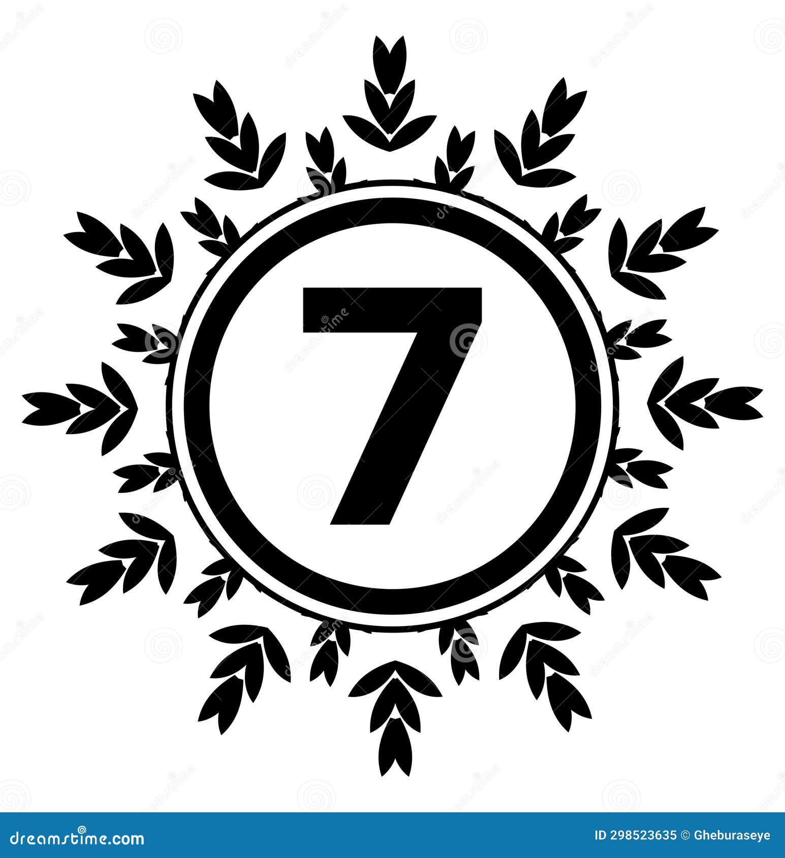 Decorated Number Seven, 7, Tattoo, Black and White, Isolated. Stock ...