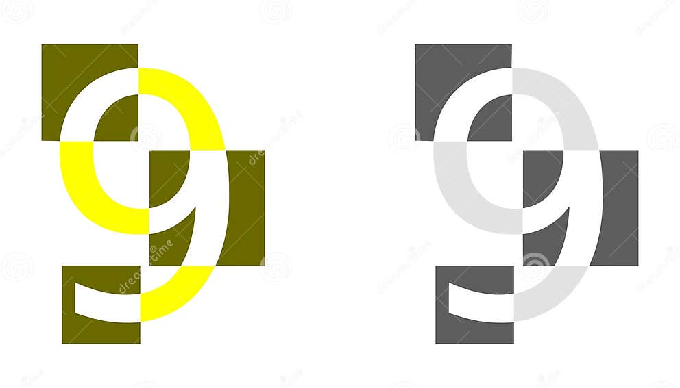 Logo with the Number Nine and Squares Colorful, Fantasy, Isolated ...
