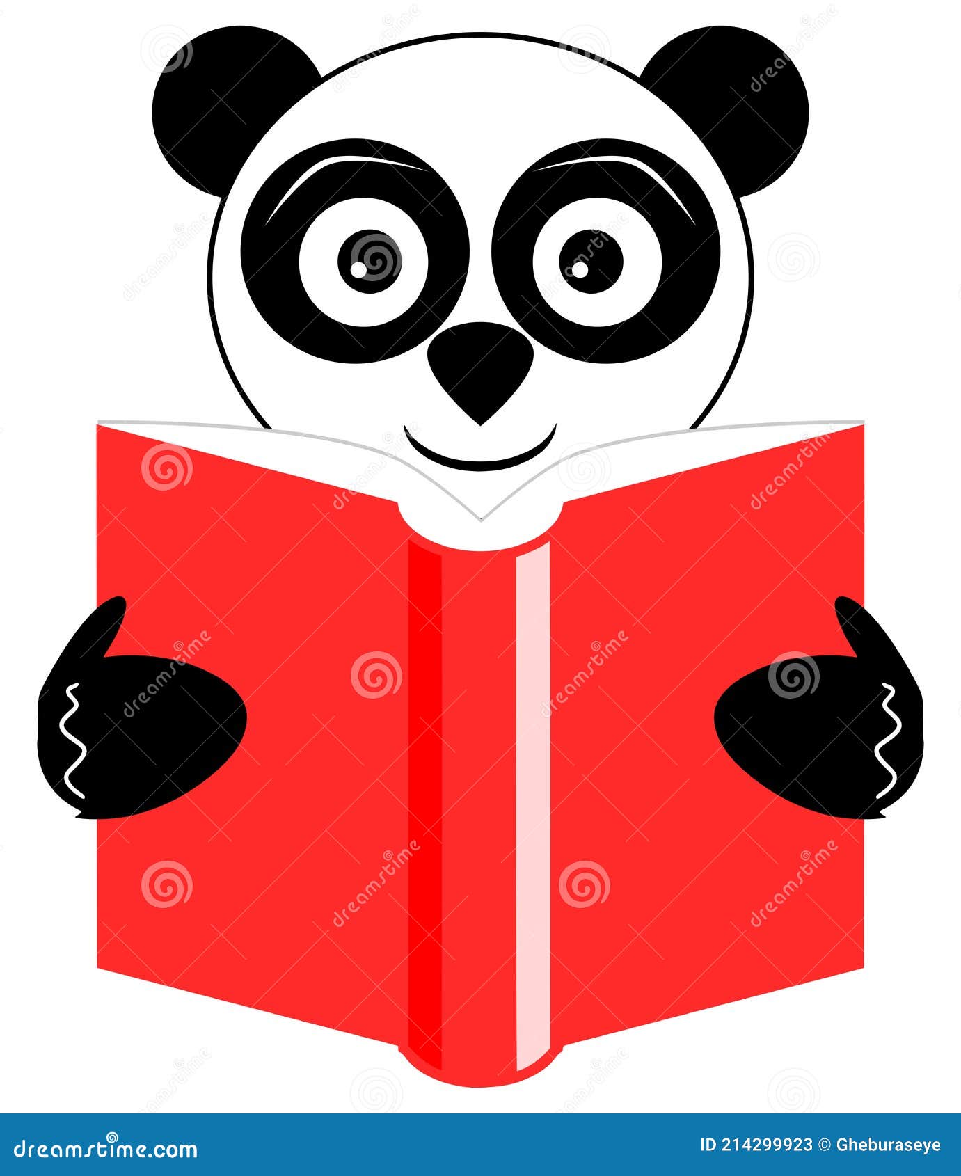 Little Panda Reading a Book, Character, Cartoon, Isolated, Stock ...