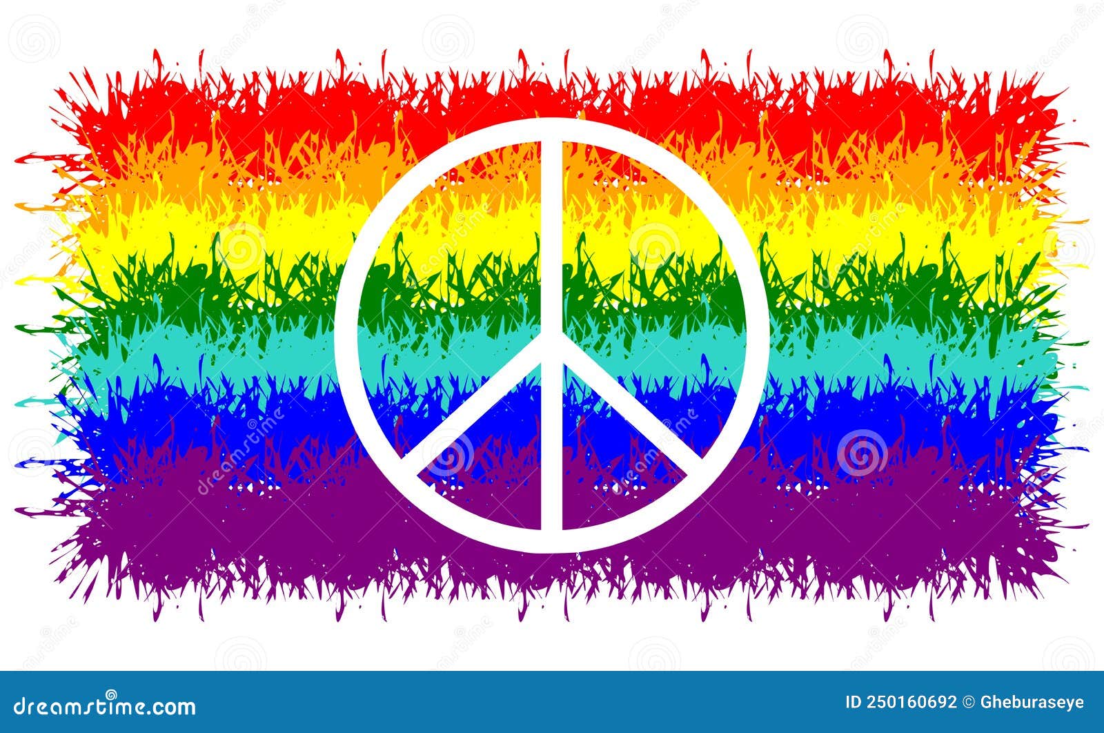 Peace Symbol on Artistic Rainbow Flag, Colors, Isolated. Stock Vector ...