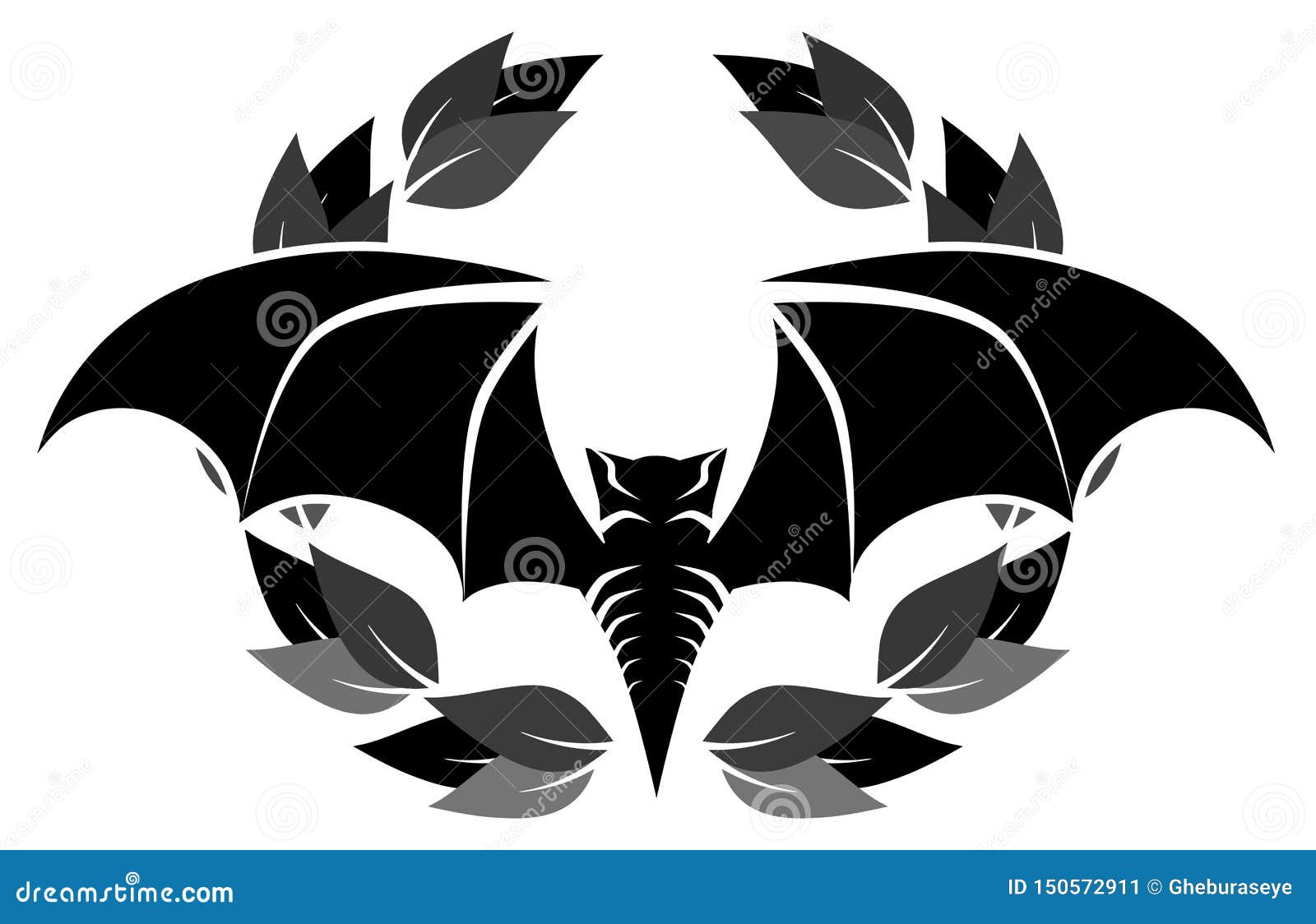 Stylized Bat with Crown of Leaves in the Background, Stylized, Isolated ...