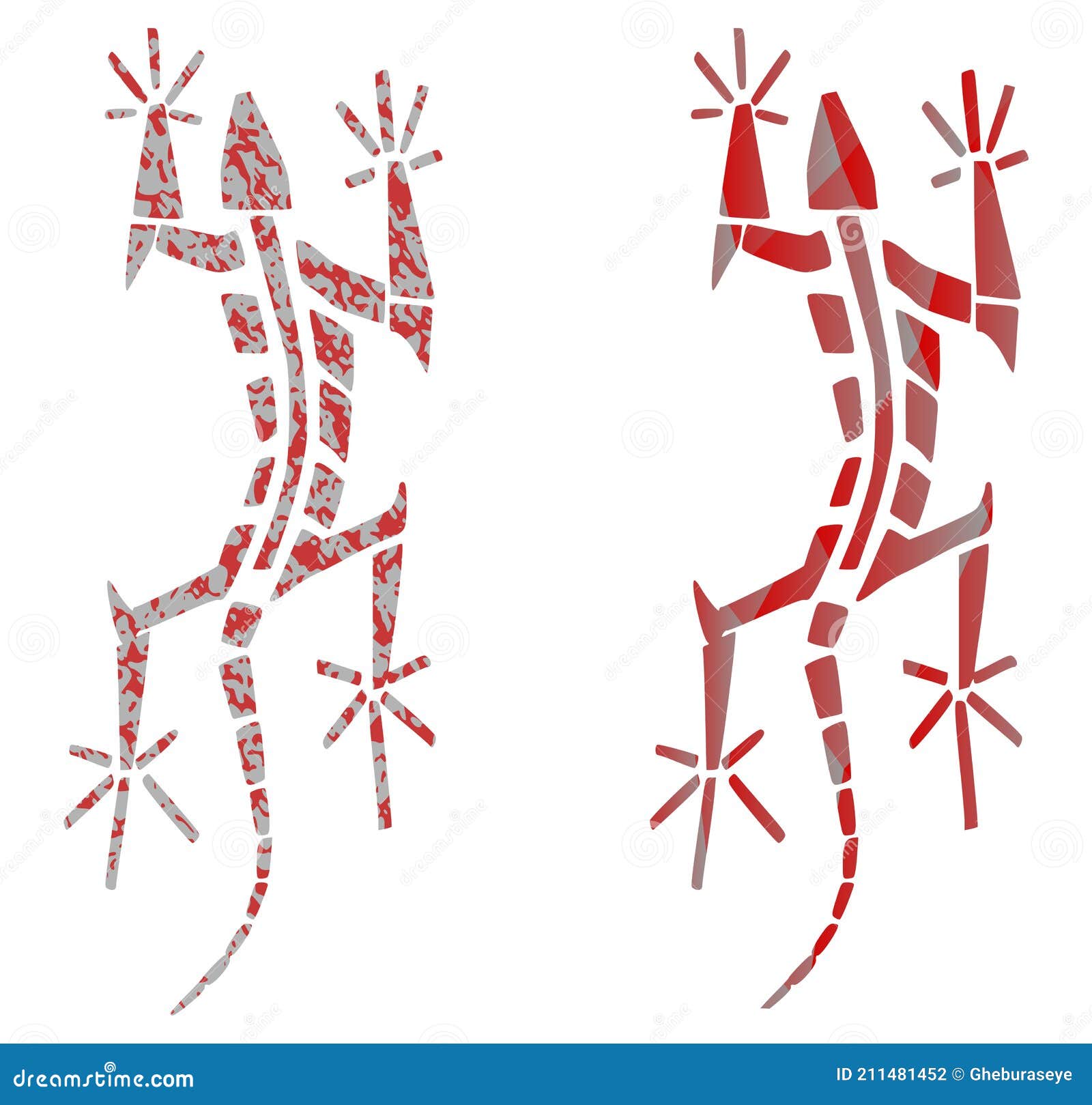 Set Of Stylized Lizard. A Collection Of Decorative Lizards. Black White ...