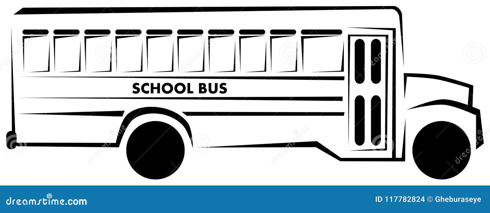 Stylized School Bus in Black and White Isolated Stock Illustration ...
