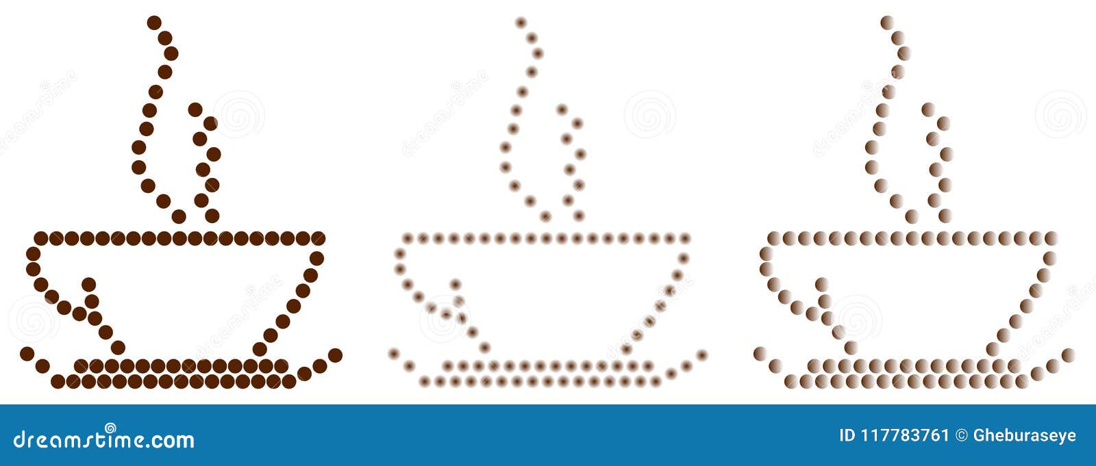 Set of Stylized Coffee Cup Made with Dots Isolated Stock Illustration ...