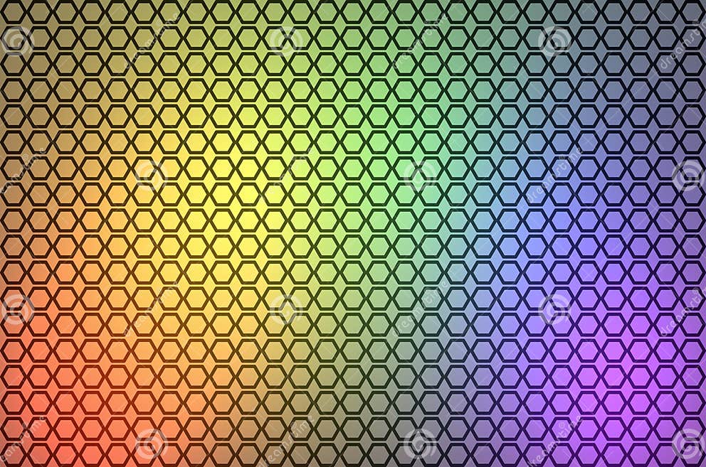 Texture with Empty Hexagons, Artistic, Rainbow Fantasy, Geometric Figure. Stock Illustration ...