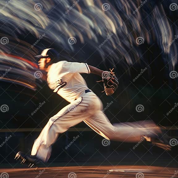 Dynamic Baseball Pitcher Mid-throw, Capturing the Essence of Athleticism and Precision Stock ...