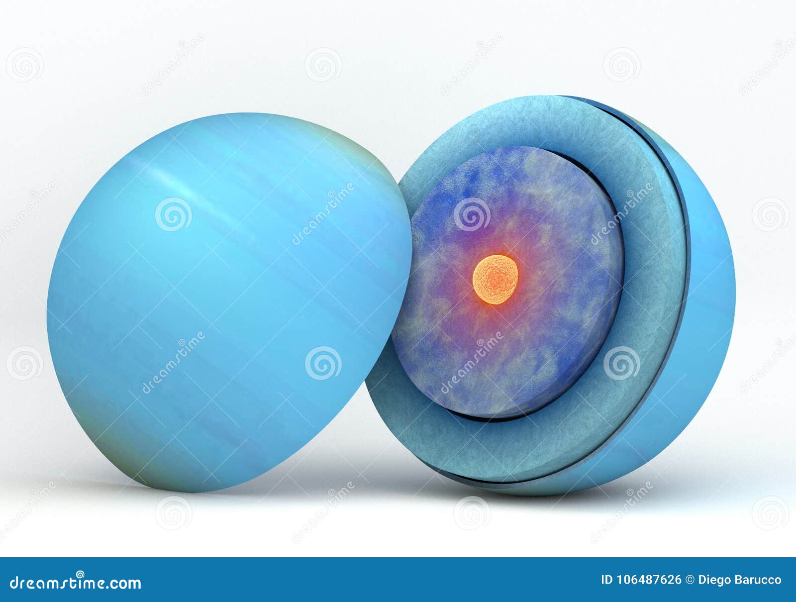 Uranus Inner Structure for Science in 3d Concept Stock Illustration ...