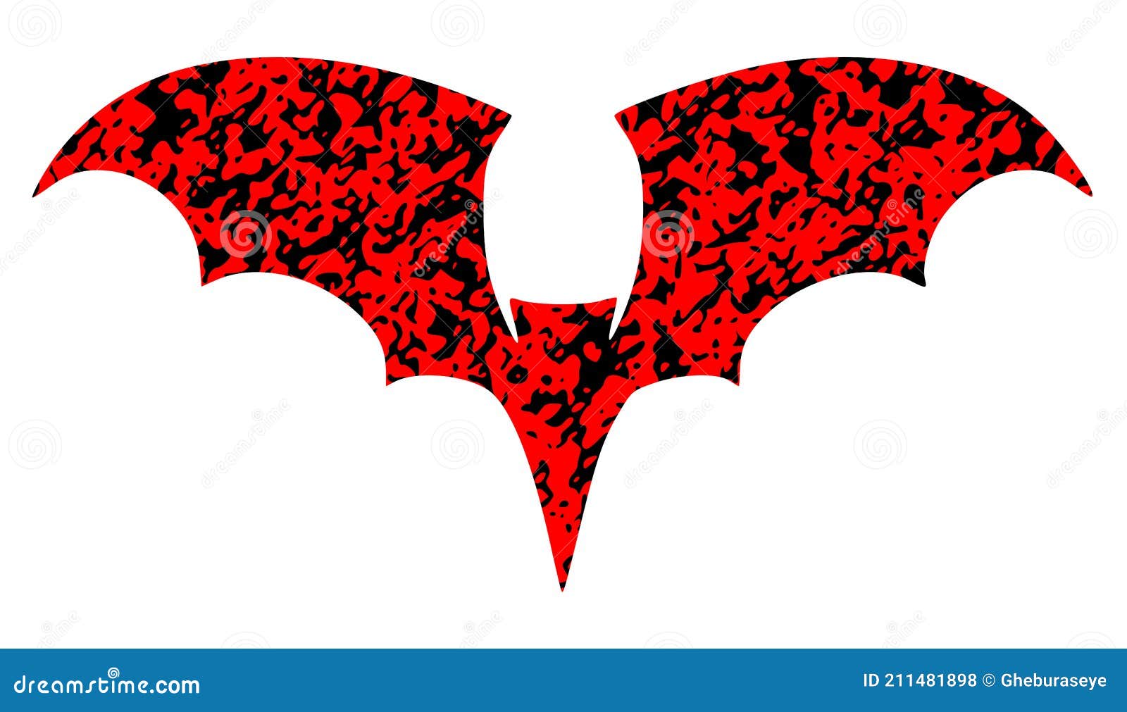 Stylized Bat with Spotted Pattern, Red and Black, Isolated. Stock ...