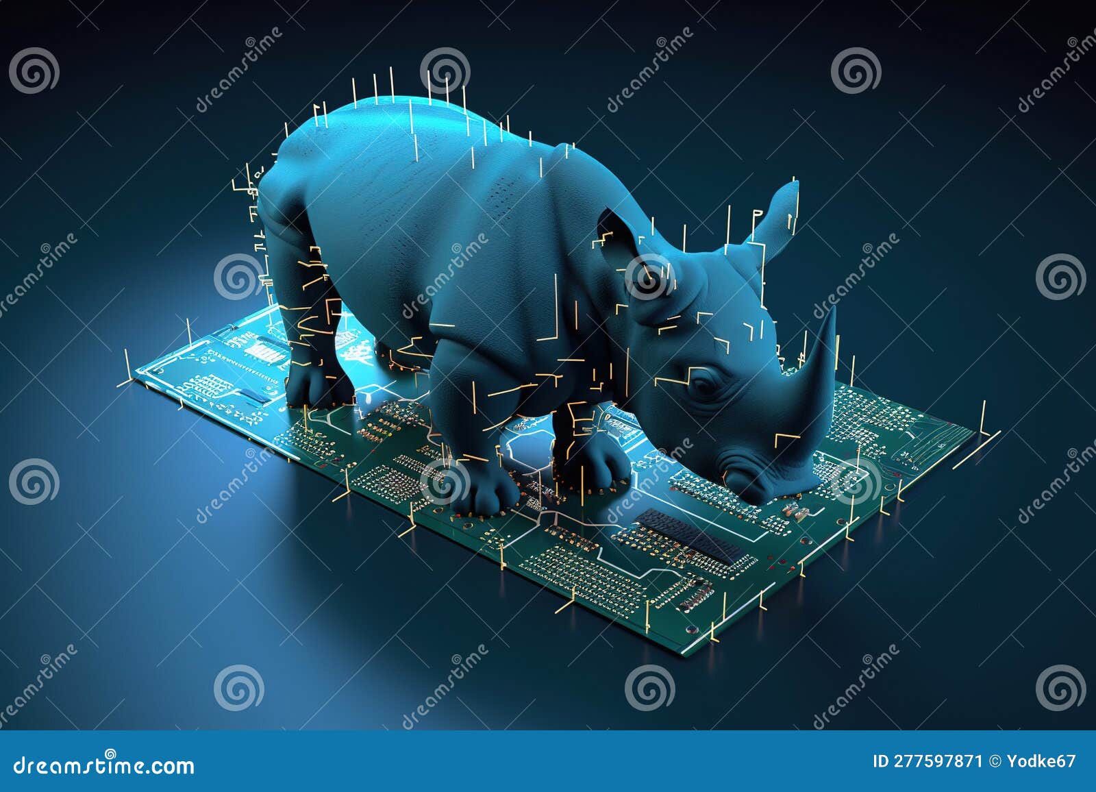 Image of a Rhinoceros with Technology Concept. Wild Animals Stock ...