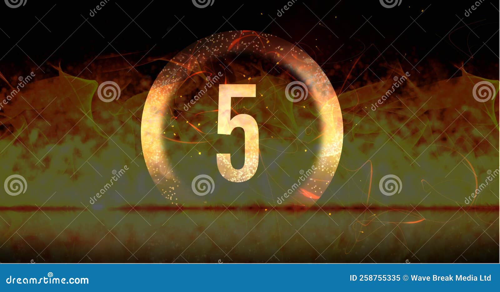 Image of Ring and Glowing Number Five in Dramatic Countdown Over ...
