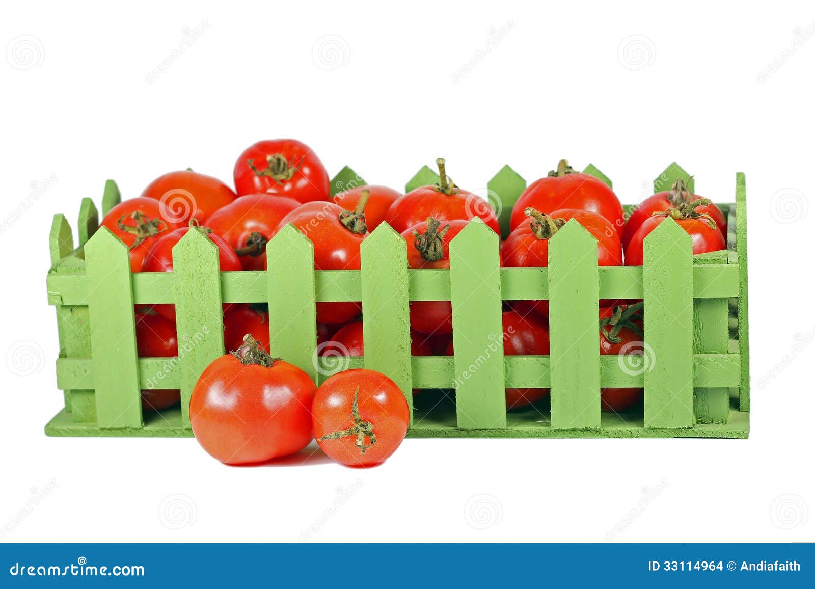 Image of Ripe Tomatoes in Green Wooden Box Stock Photo - Image of fresh ...