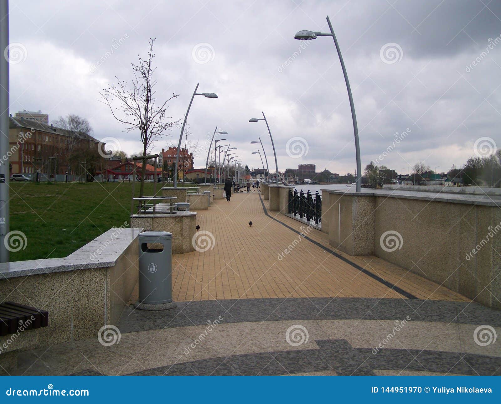 The Image Of The River Embankment Railing Pavement Pavement. Photo ...