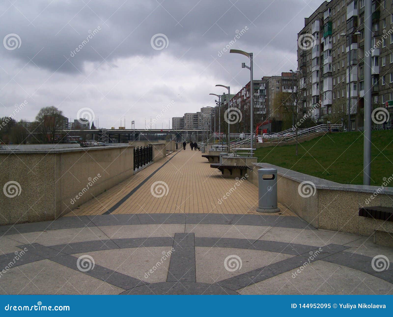The Image of the River Embankment Railing Pavement Pavement. Photo ...