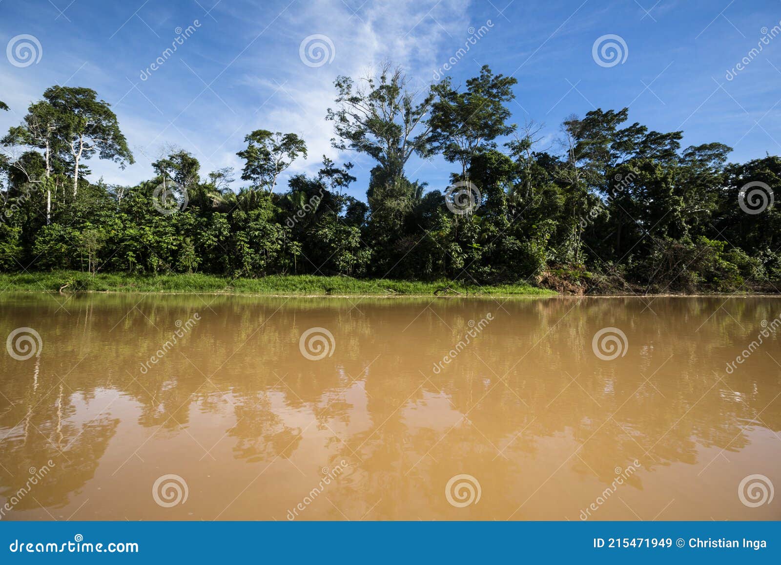 Image of River in Peruvian Jungle. Amazon Forest during Day with Clouds ...