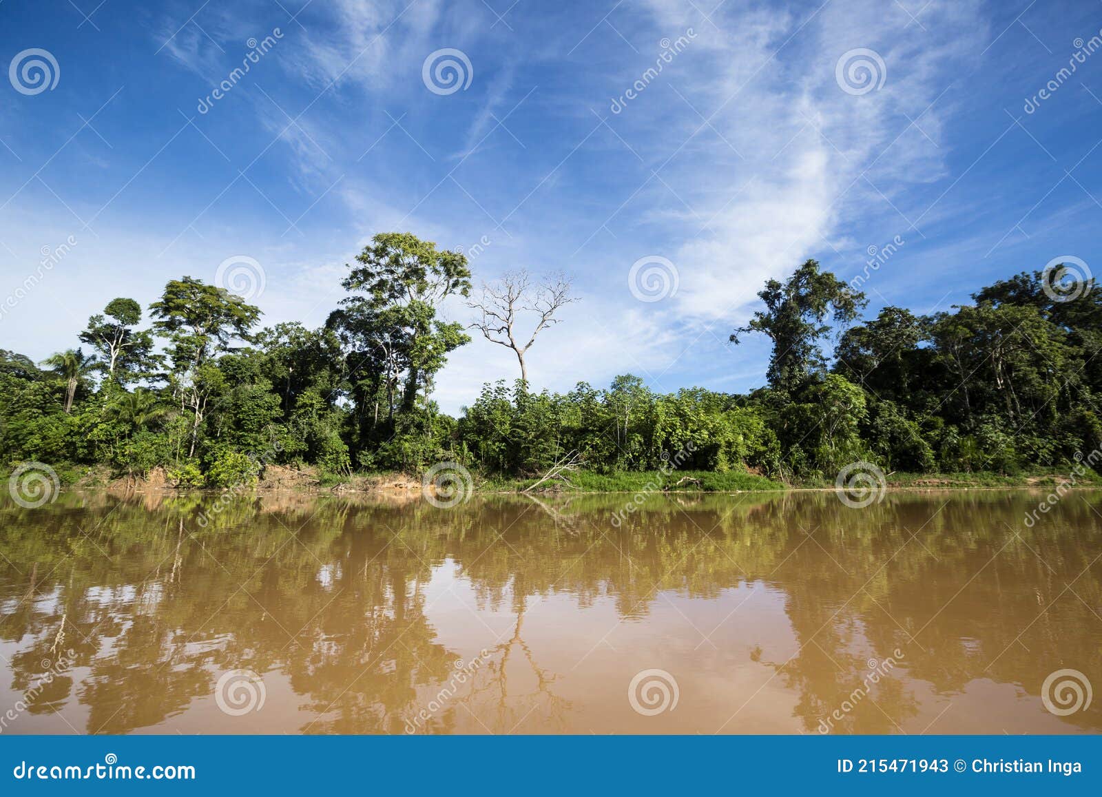 Image of River in Peruvian Jungle. Amazon Forest during Day with Clouds ...