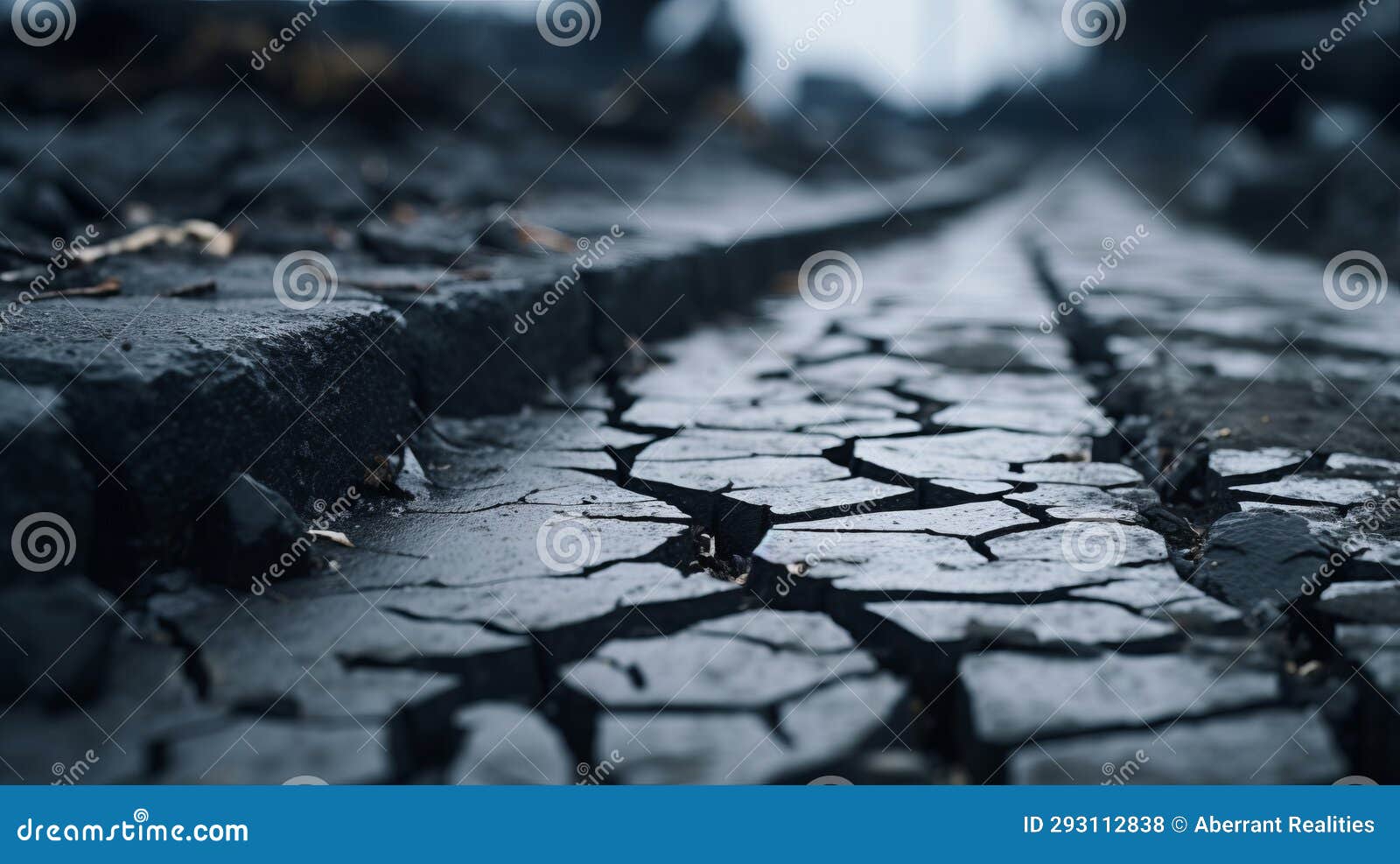 An Image of a Road that Has Cracks in it Stock Photo - Image of fire ...