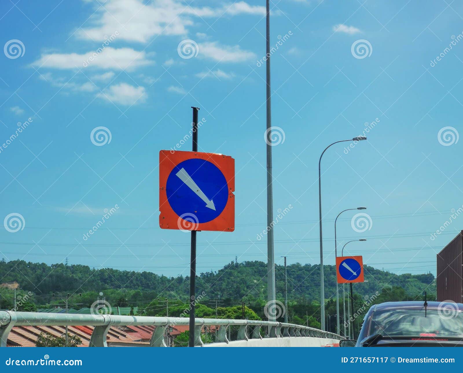 Image of Road Sign Indicating the Direction at Busy Traffic. Stock ...