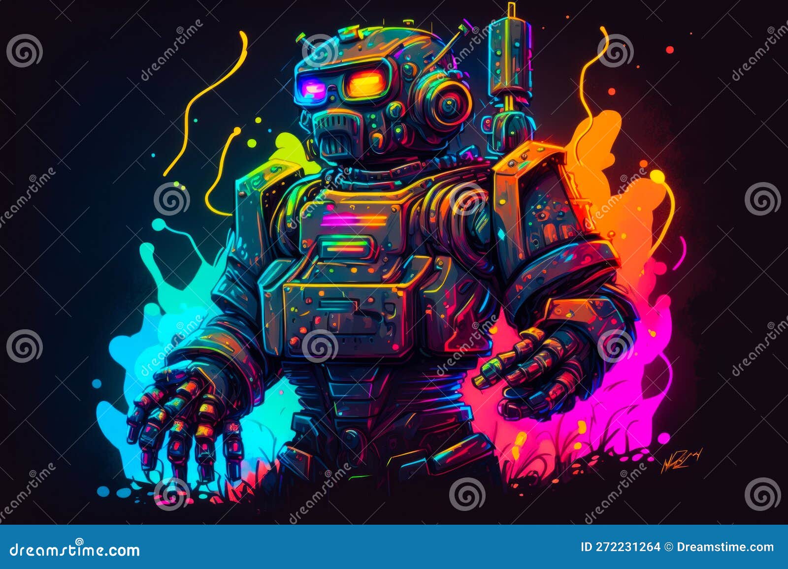 Image of Robot with Colorful Paint on it. Generative AI Stock ...