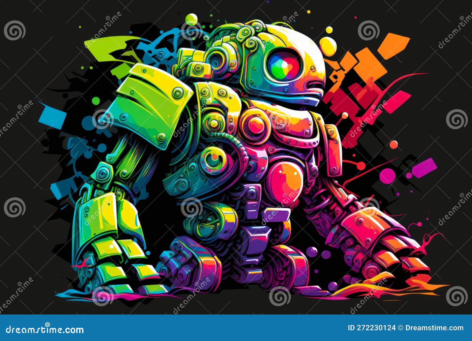 An Image of Robot with Colorful Paint on it. Generative AI Stock ...