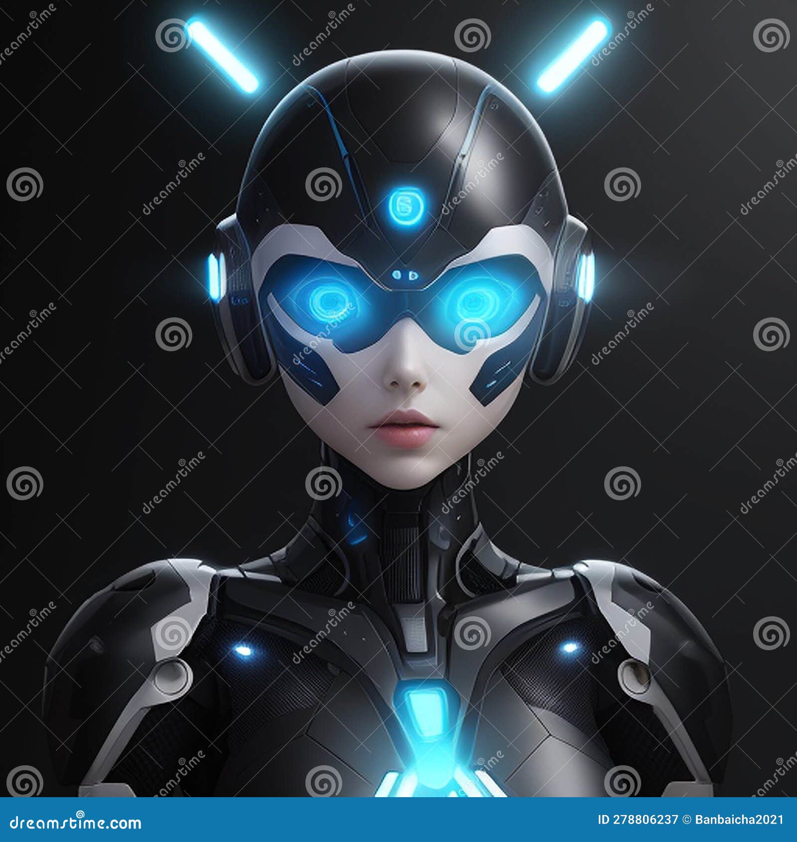 Image of a Robot. Robot Disassembles the Face Female Robot Stock ...