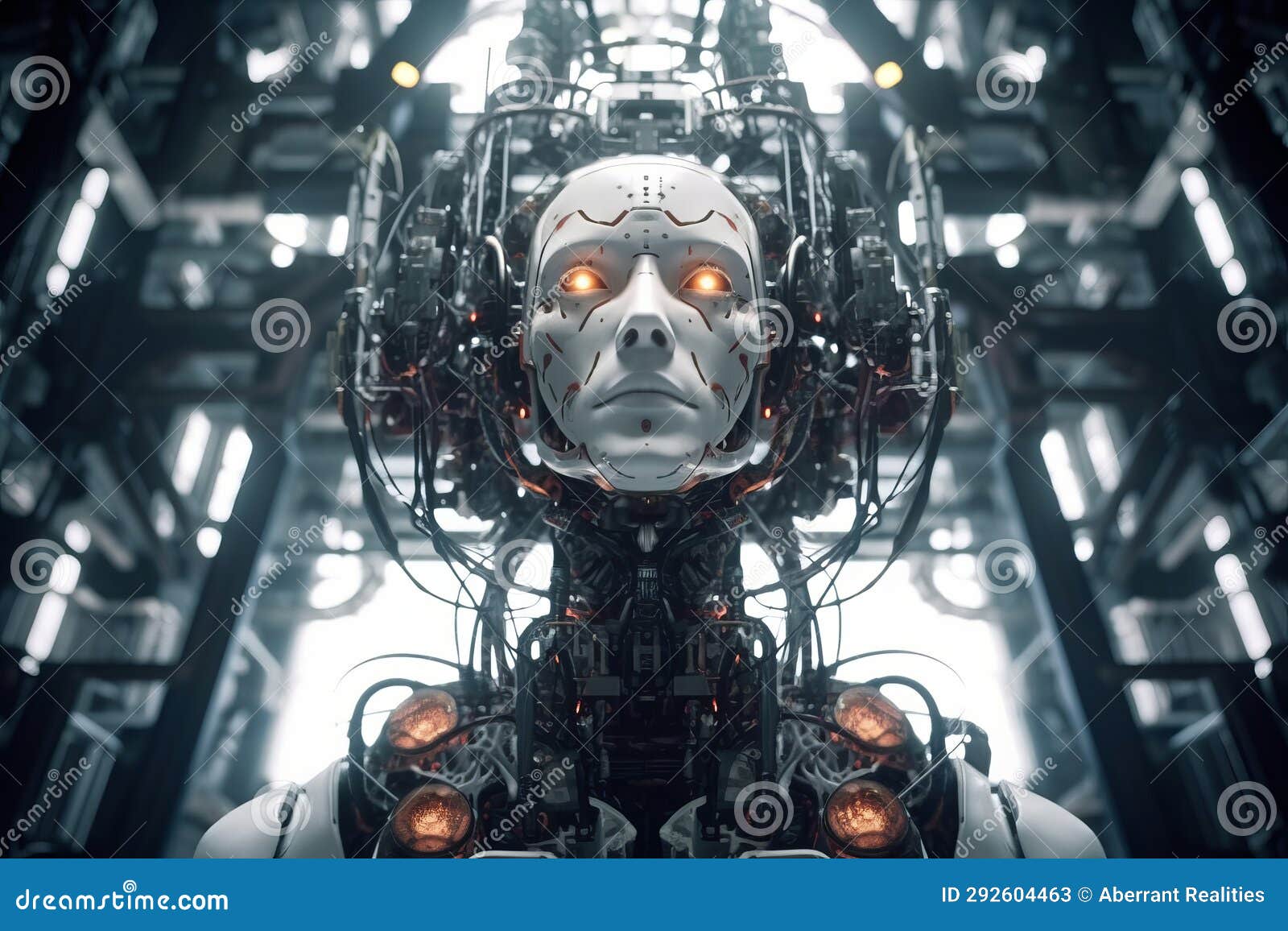 An Image of a Robot with Glowing Eyes Stock Illustration - Illustration ...
