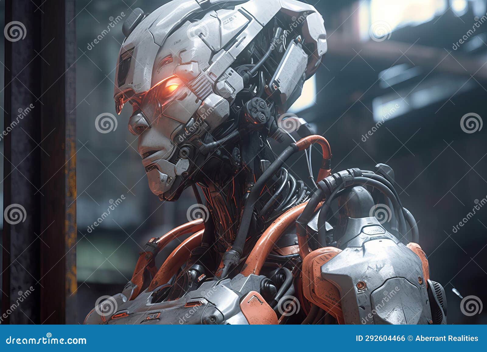An Image of a Robot with Glowing Red Eyes Stock Illustration ...