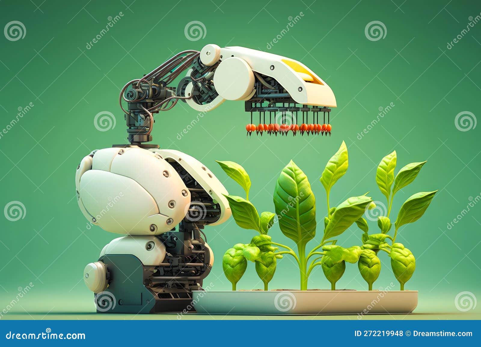 An Image of Robot with Plants Growing on it. Generative AI Stock ...