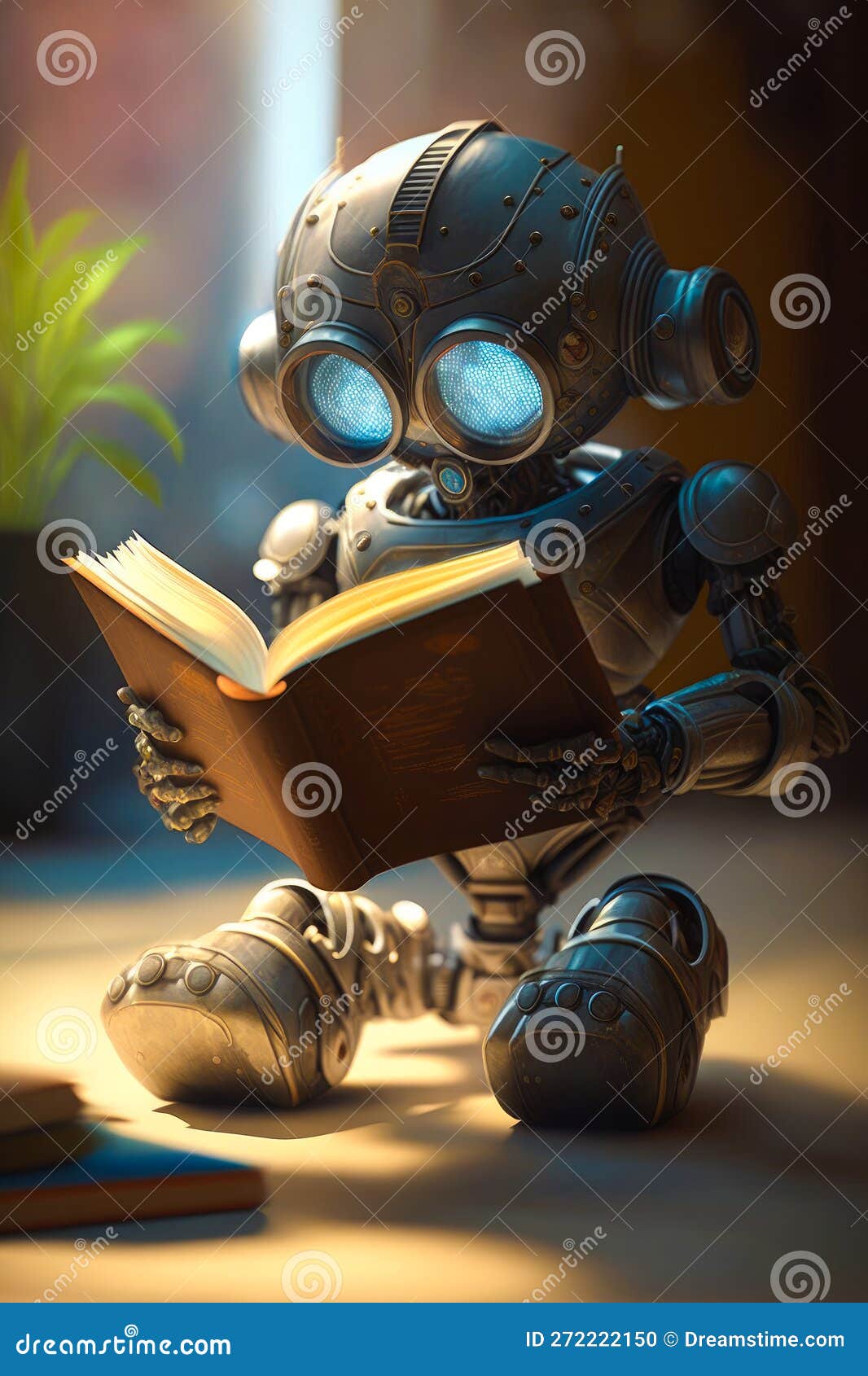 An Image of Robot Reading Book. Generative AI Stock Illustration ...