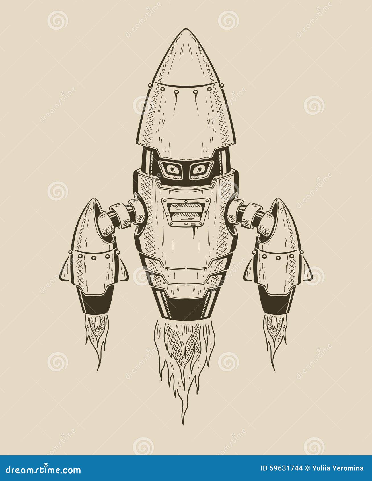 Image Robot Poses With The Retro Car. Portrait, Fantasy Picture With ...