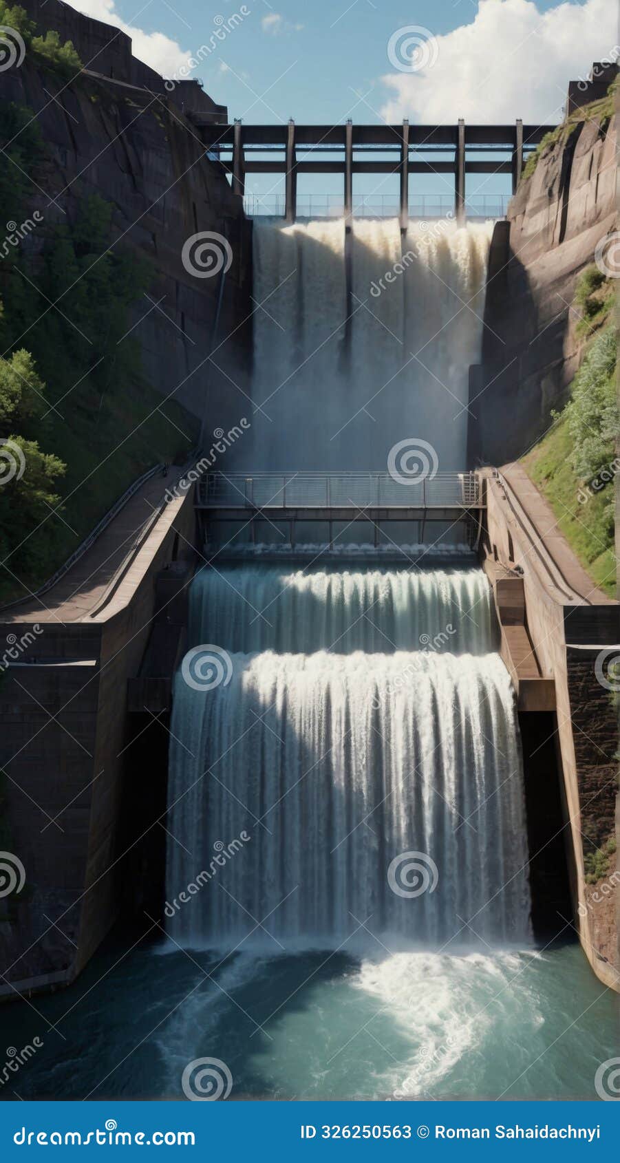 Powerful Dam with Hydro Turbines and Reservoir Stock Image - Image of ...